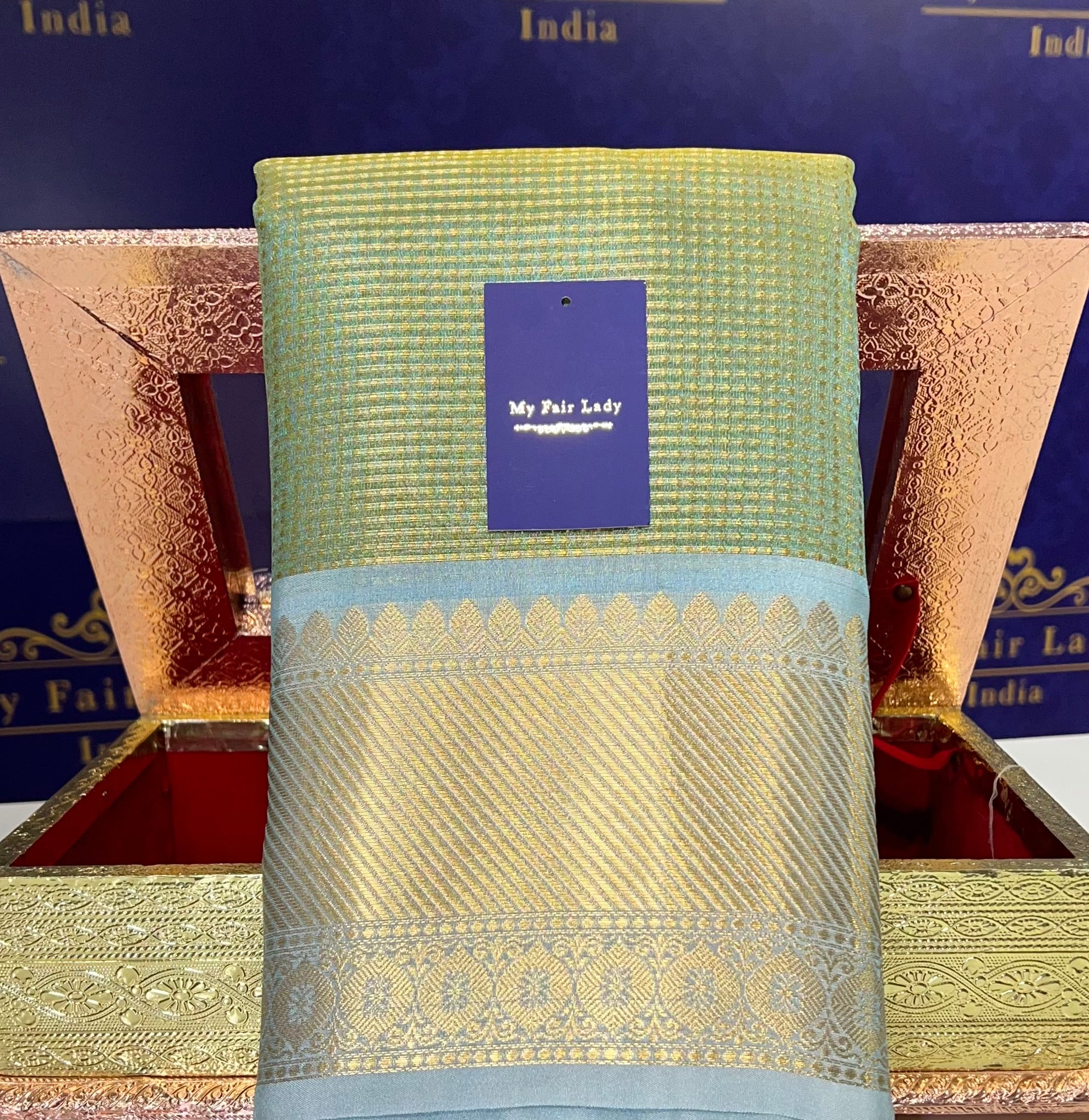 Brocade Tissue Semi -Silk Saree Green Colour - [Code-683] – My Fair Lady